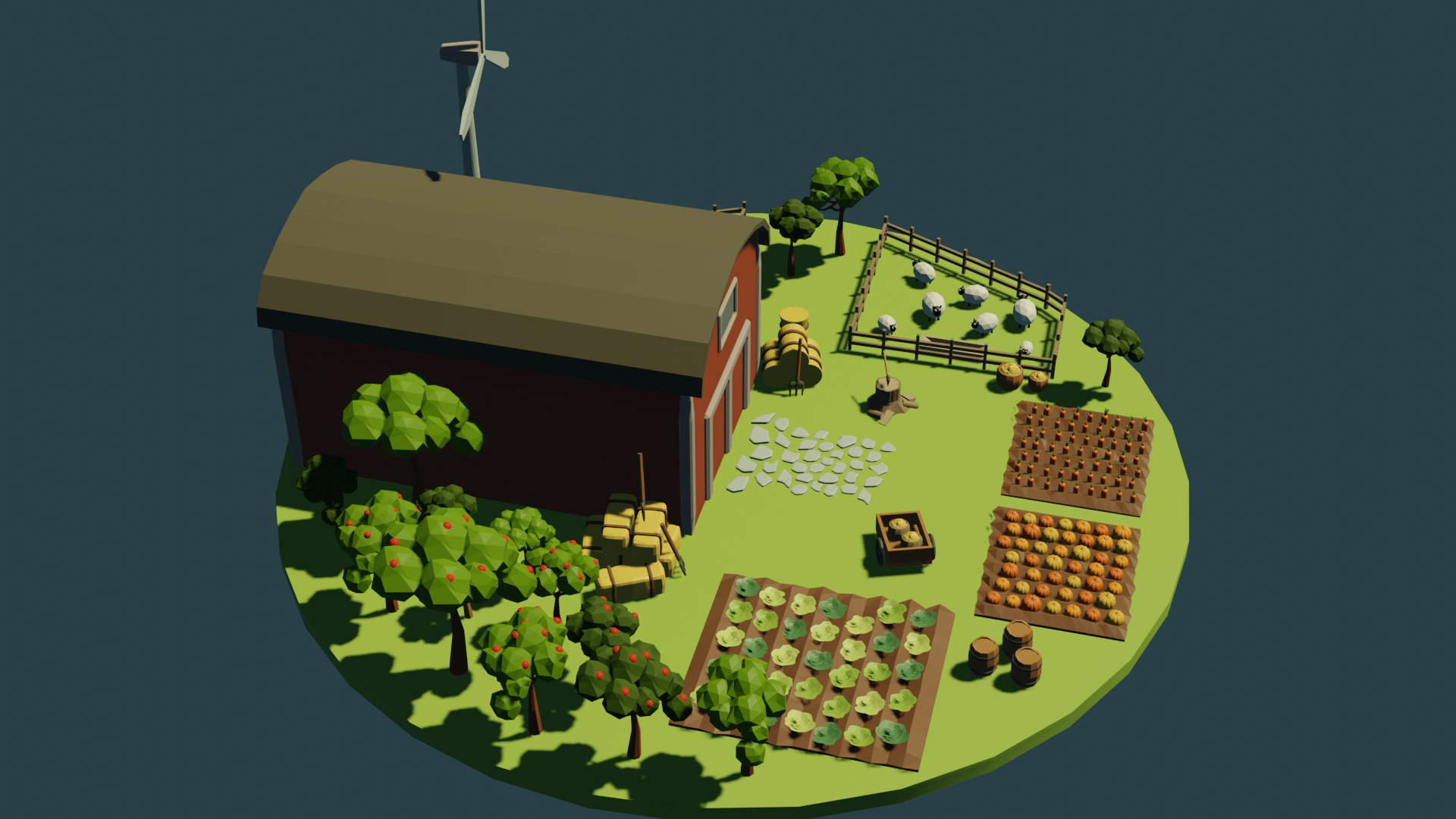 3D Low Poly Farm - TurboSquid 2060574