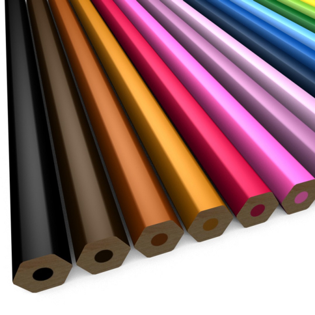 3d Model 17 Colored Pencils