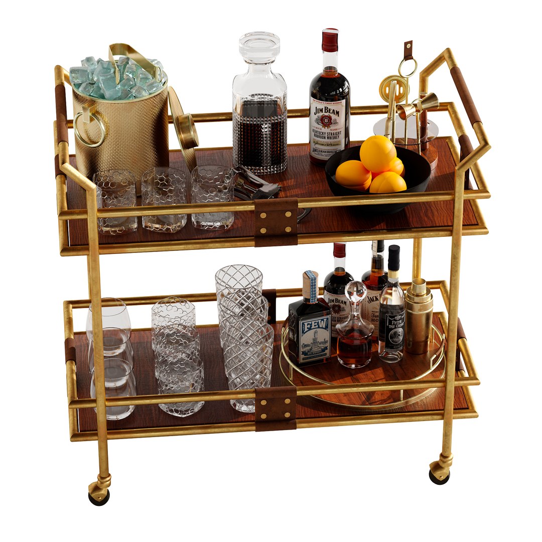 3D Bar Cart Set 4 - TurboSquid 1922128
