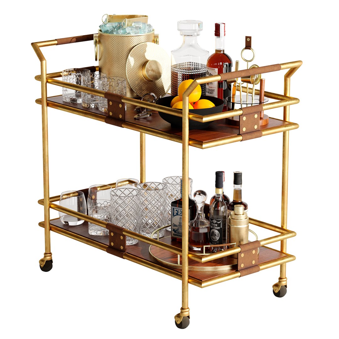 3D Bar Cart Set 4 - TurboSquid 1922128