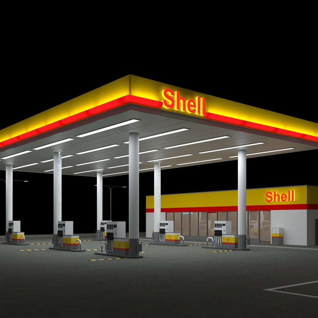 3d shell gas station nightversion