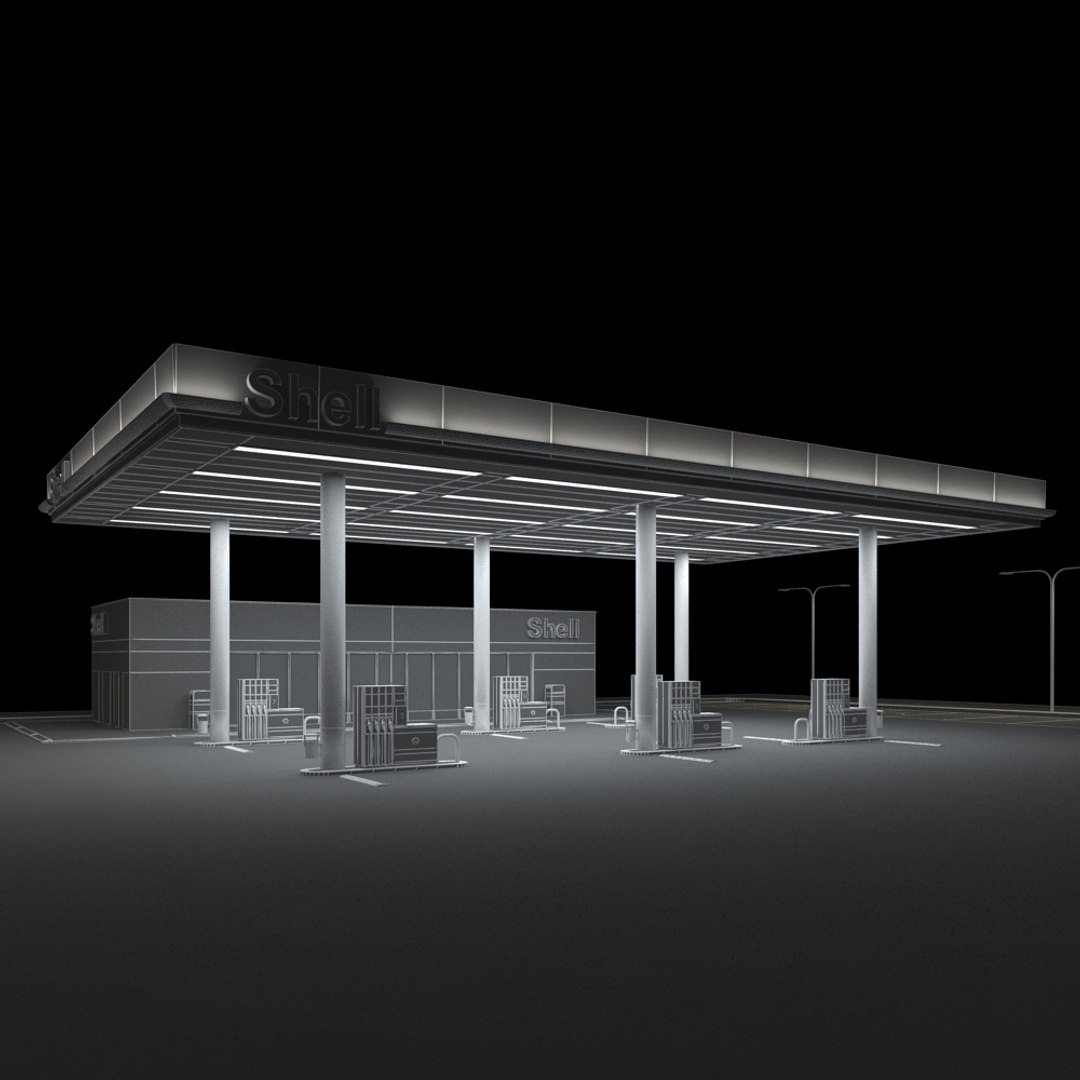 3d shell gas station nightversion