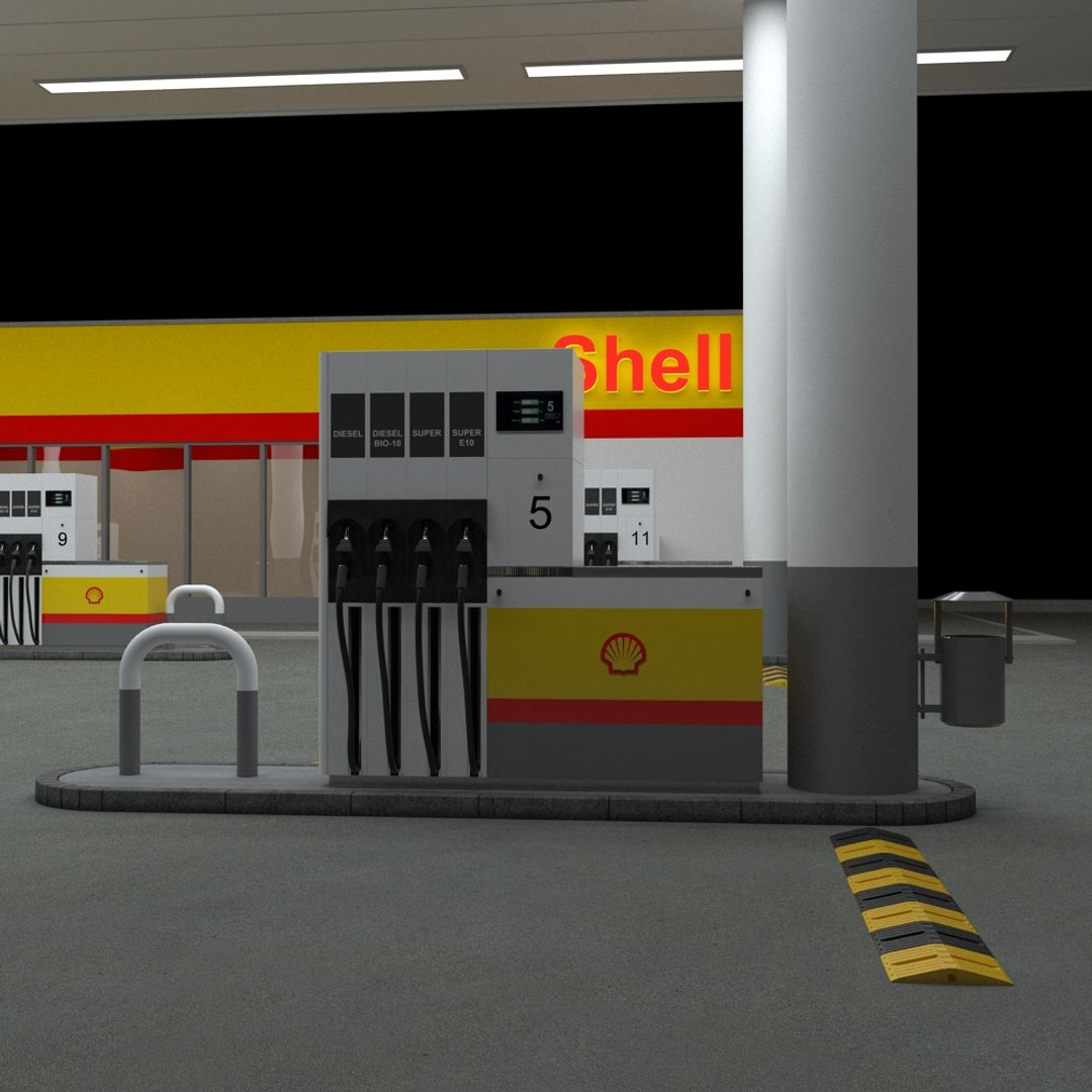 3d shell gas station nightversion