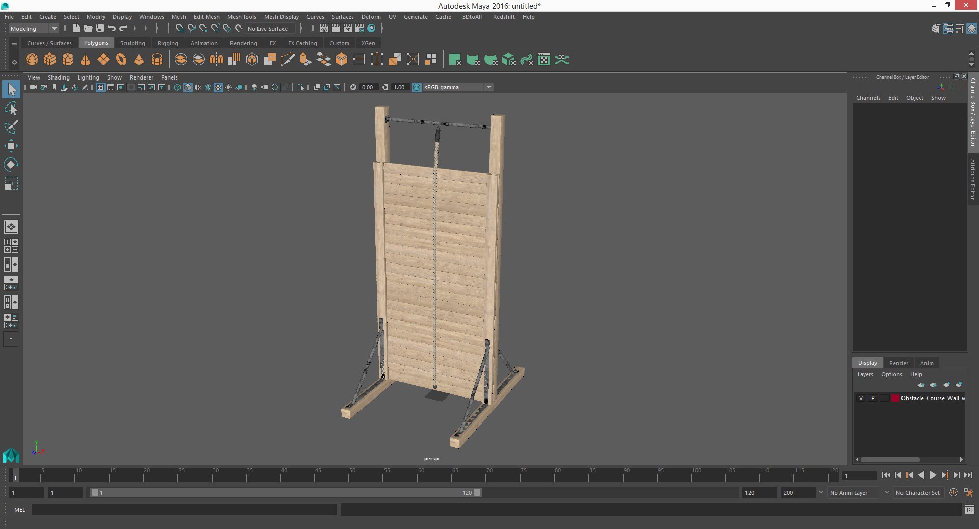 3D Obstacle Course Wall With Rope Old - TurboSquid 1902501