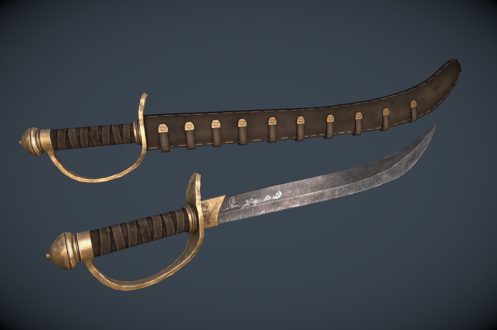 3d Fantasy Pirate Scimitar Model