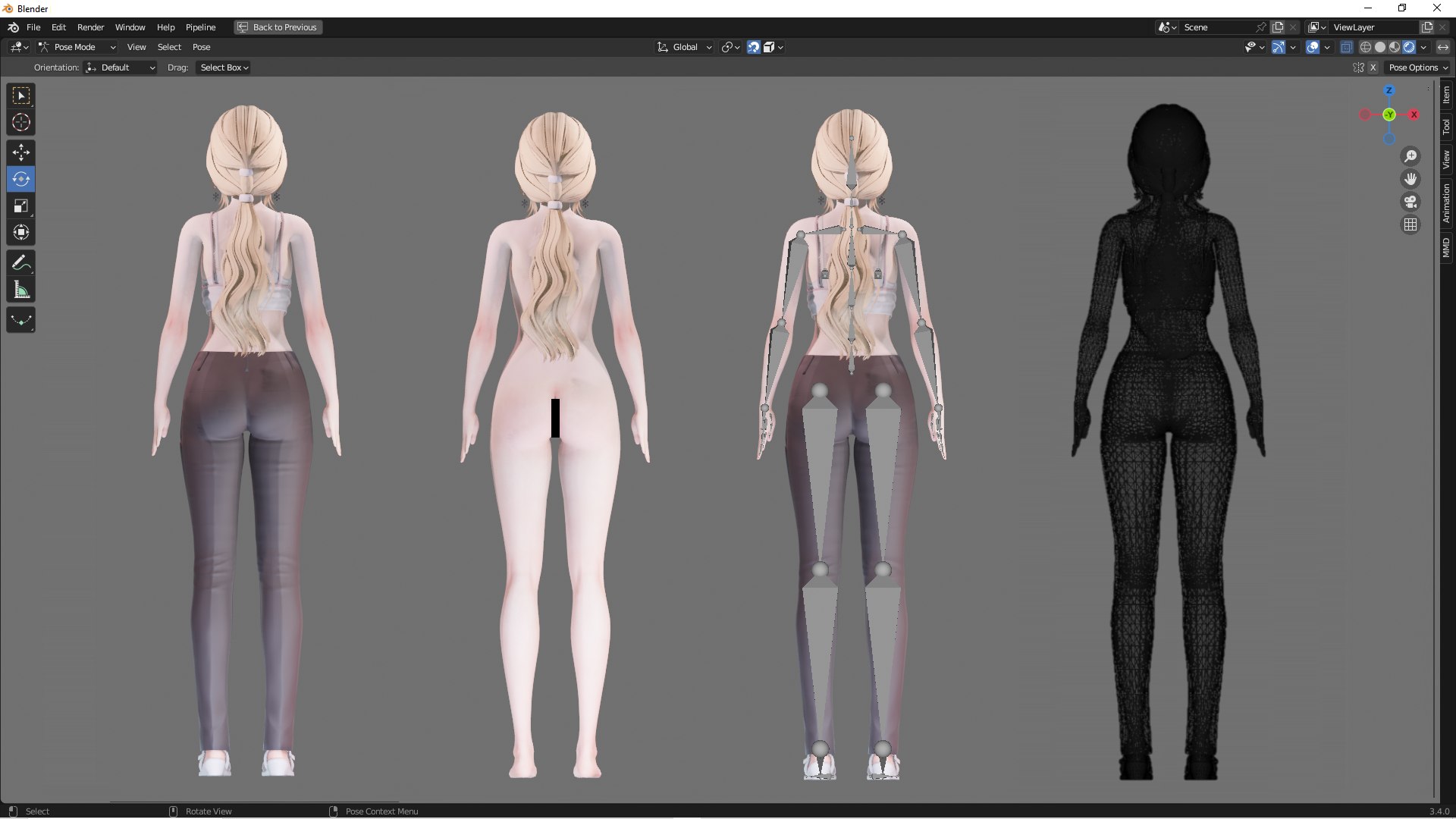 3D Casual Clothes 0018 - Rig - Unreal - Unity - Blender - Animated - Realistic Female Character ...