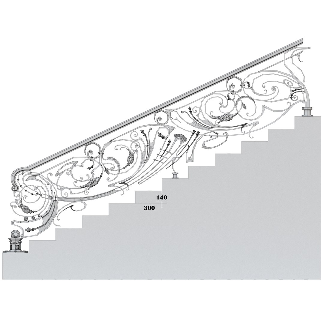 Stair railing vegetation stylization 3D model - TurboSquid 2137416