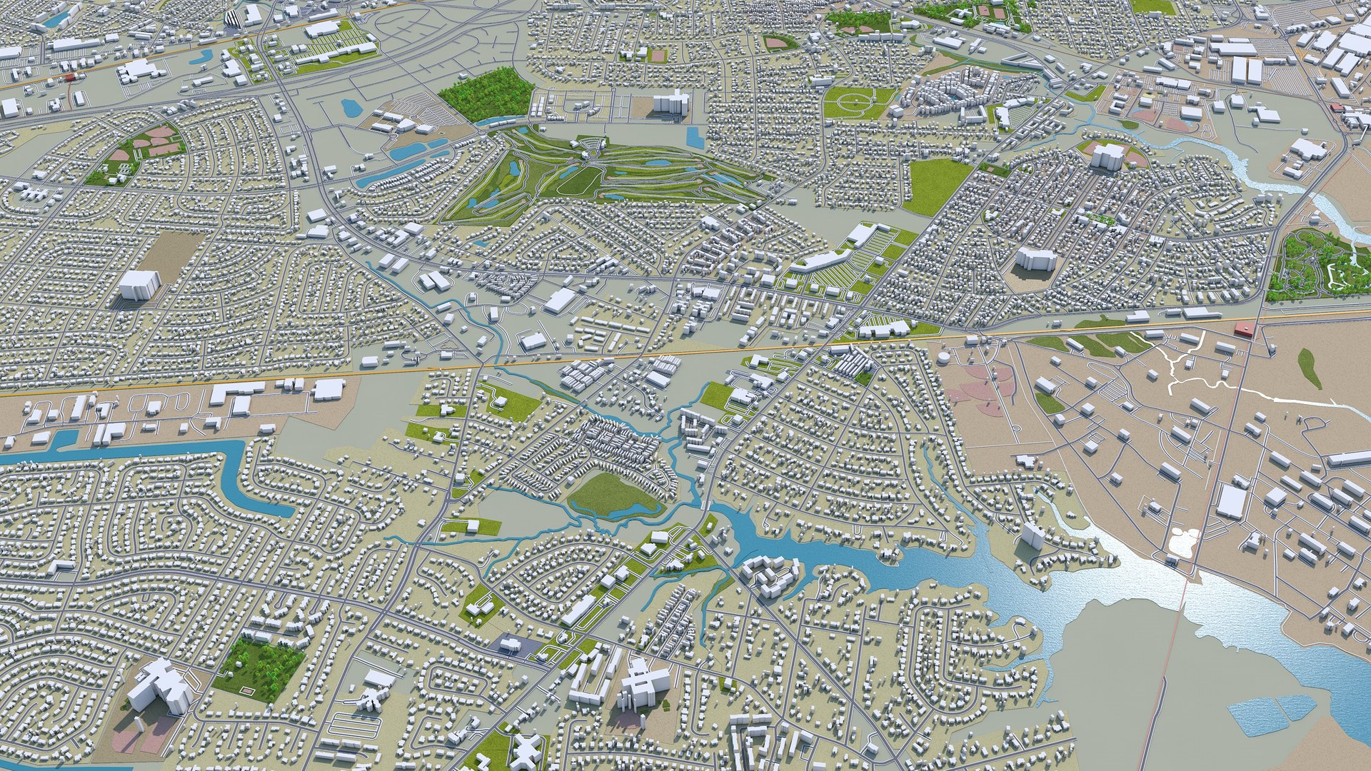 3D city area building model - TurboSquid 1596492