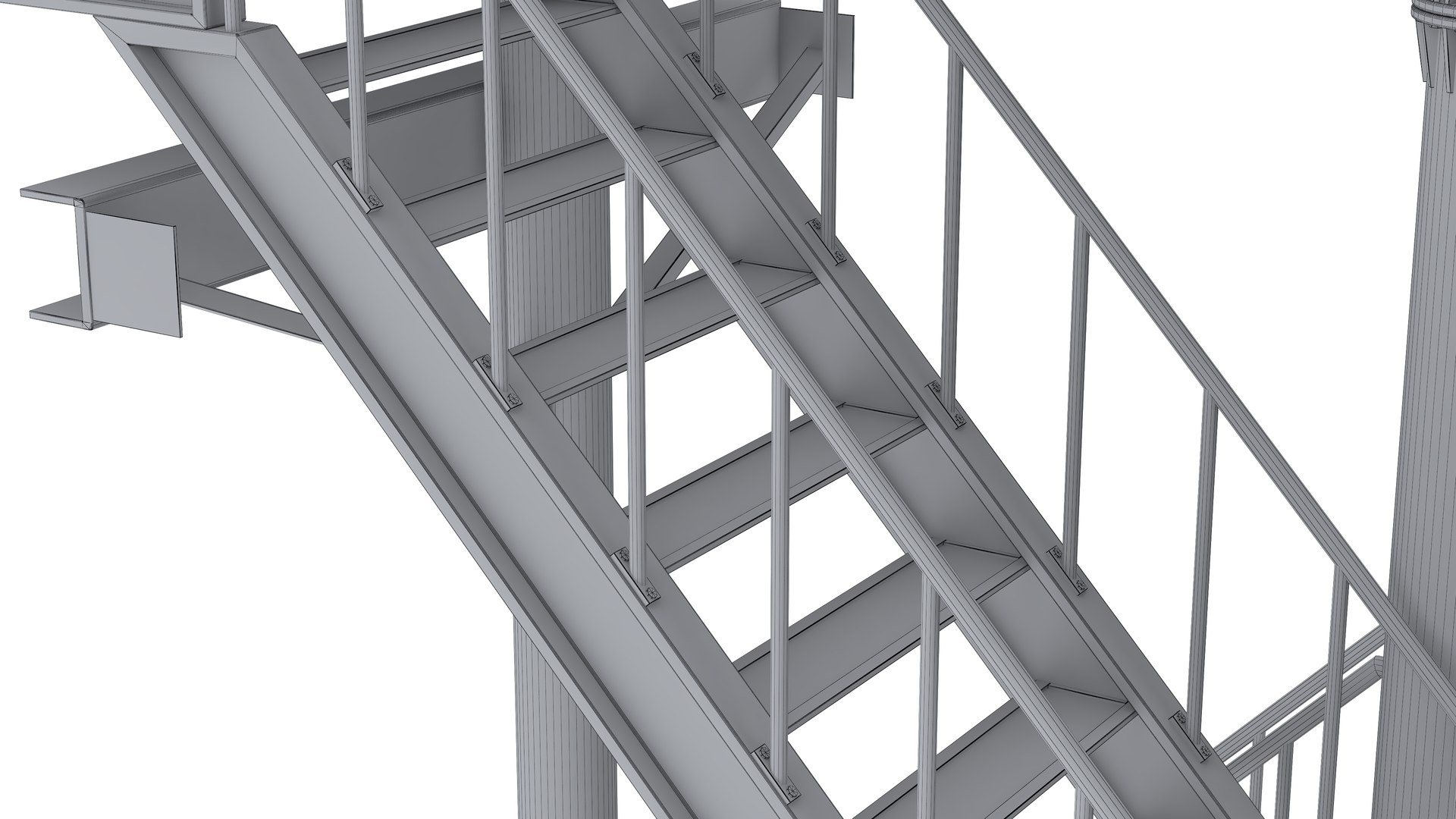 Modular Fire Escape 3D Model - TurboSquid 2417006