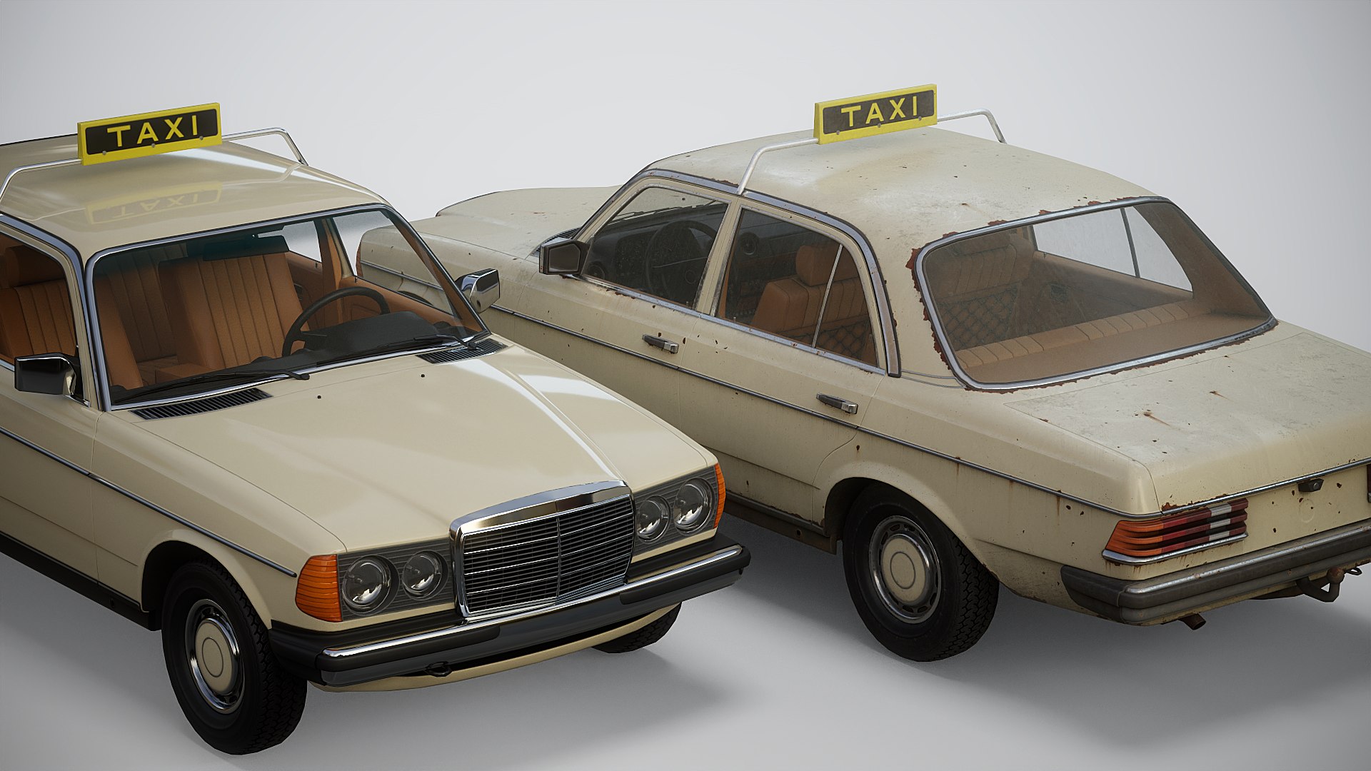 Old Classic Car Sedan Set With Interior In 9 Color Variants Az9 Model ...