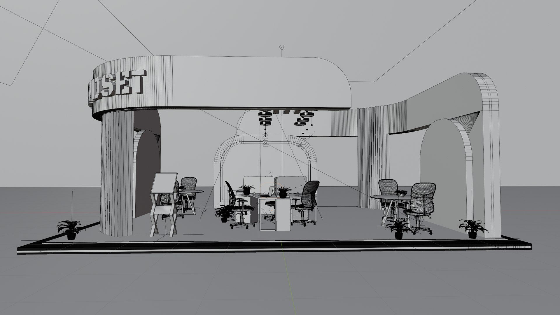 3D Professional Trade Show Booth With Workstations Digital Kiosk Model ...