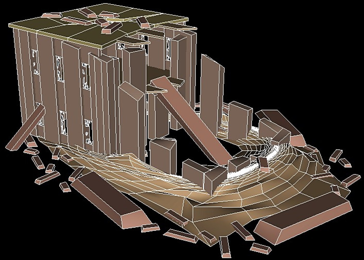 3d Model Old Bombed Building