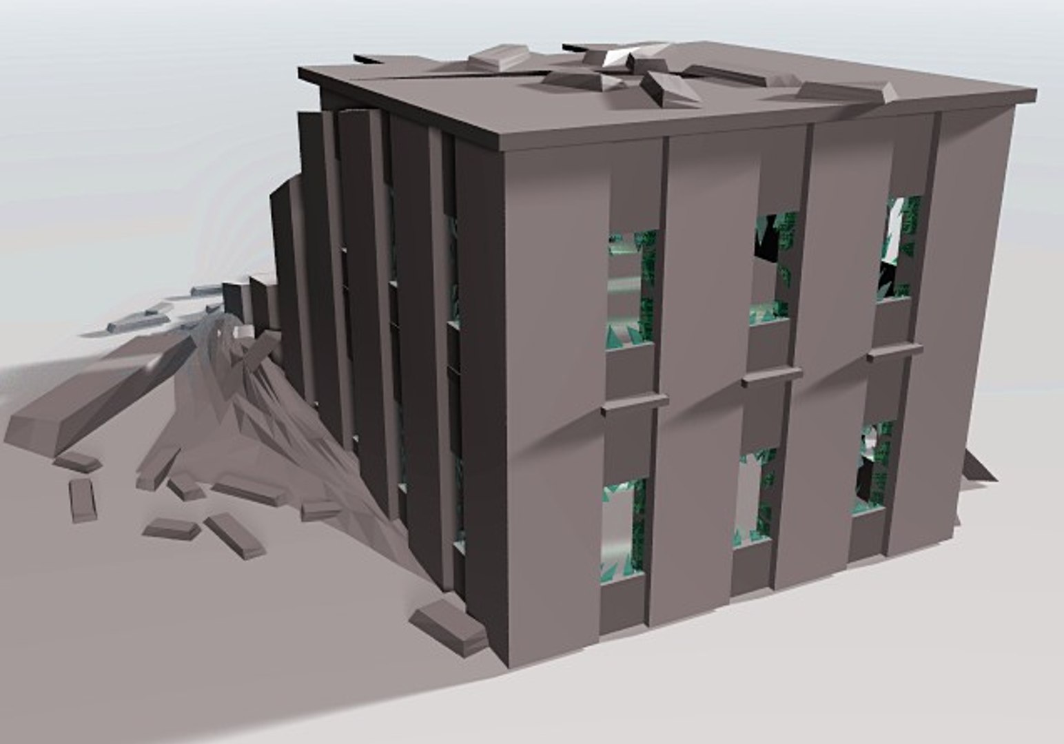 3d Model Old Bombed Building