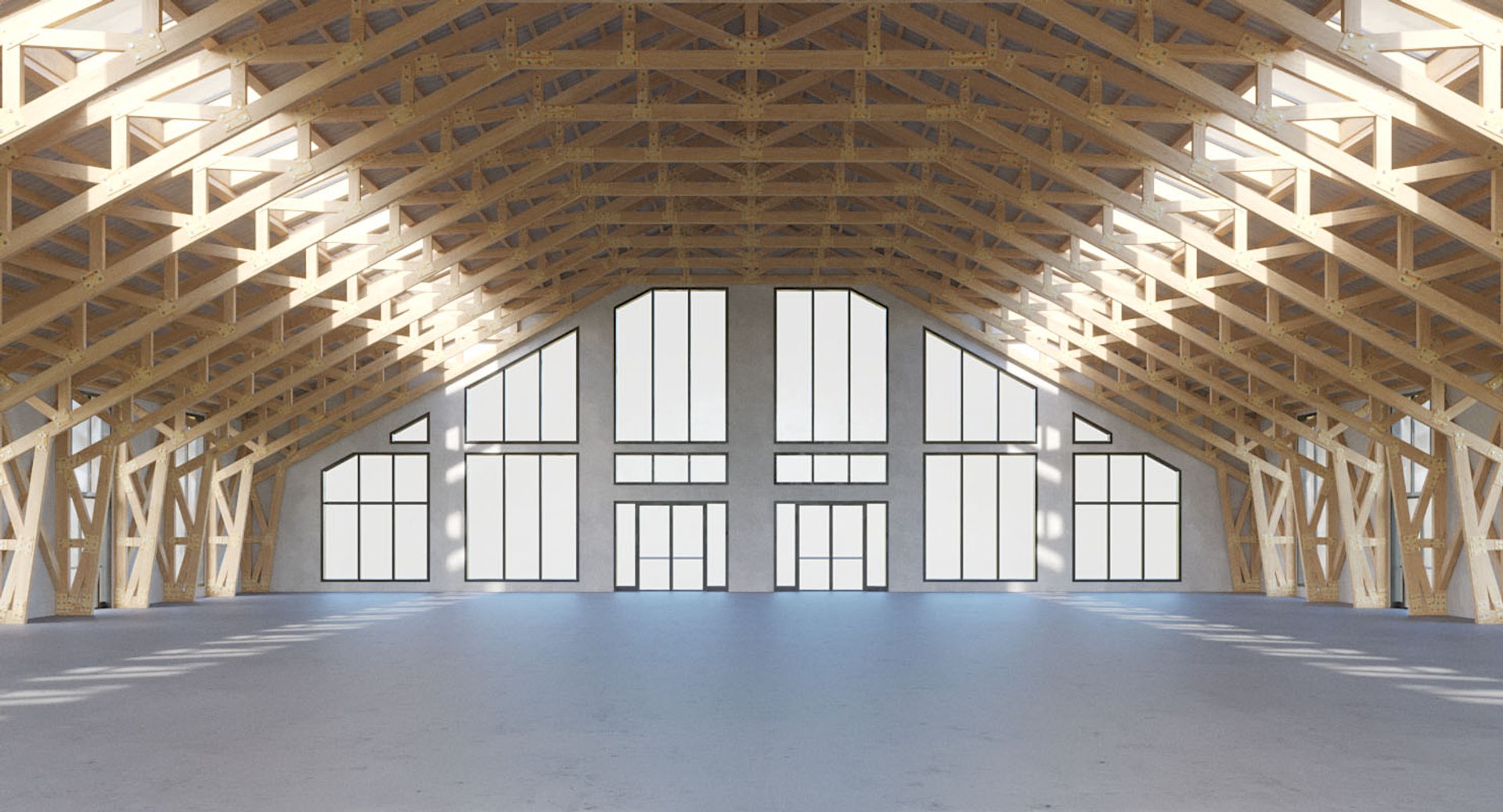 3D Wood Truss Warehouse Loft - TurboSquid 1366148