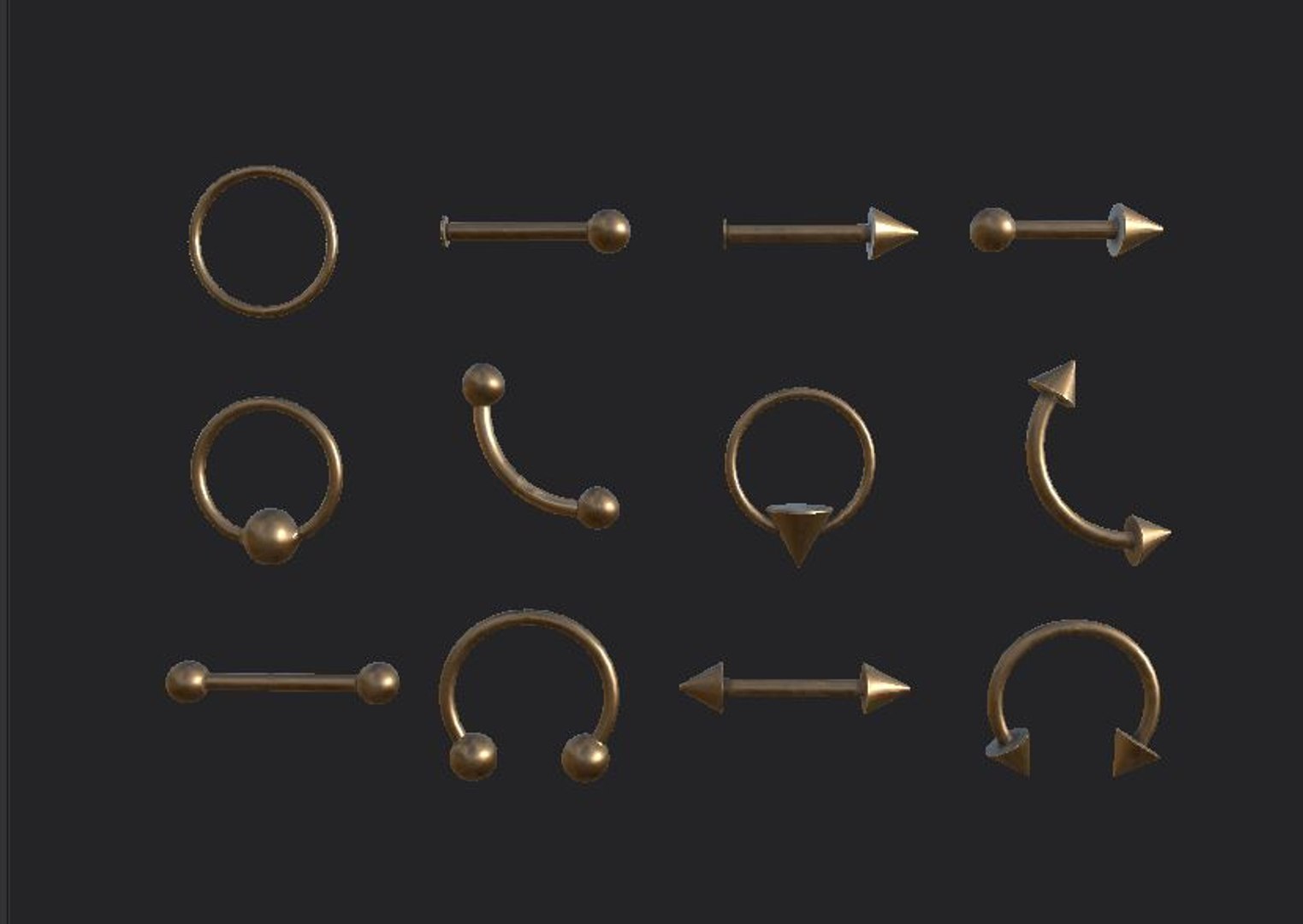 Piercings Pack 3D Model - TurboSquid 2350545