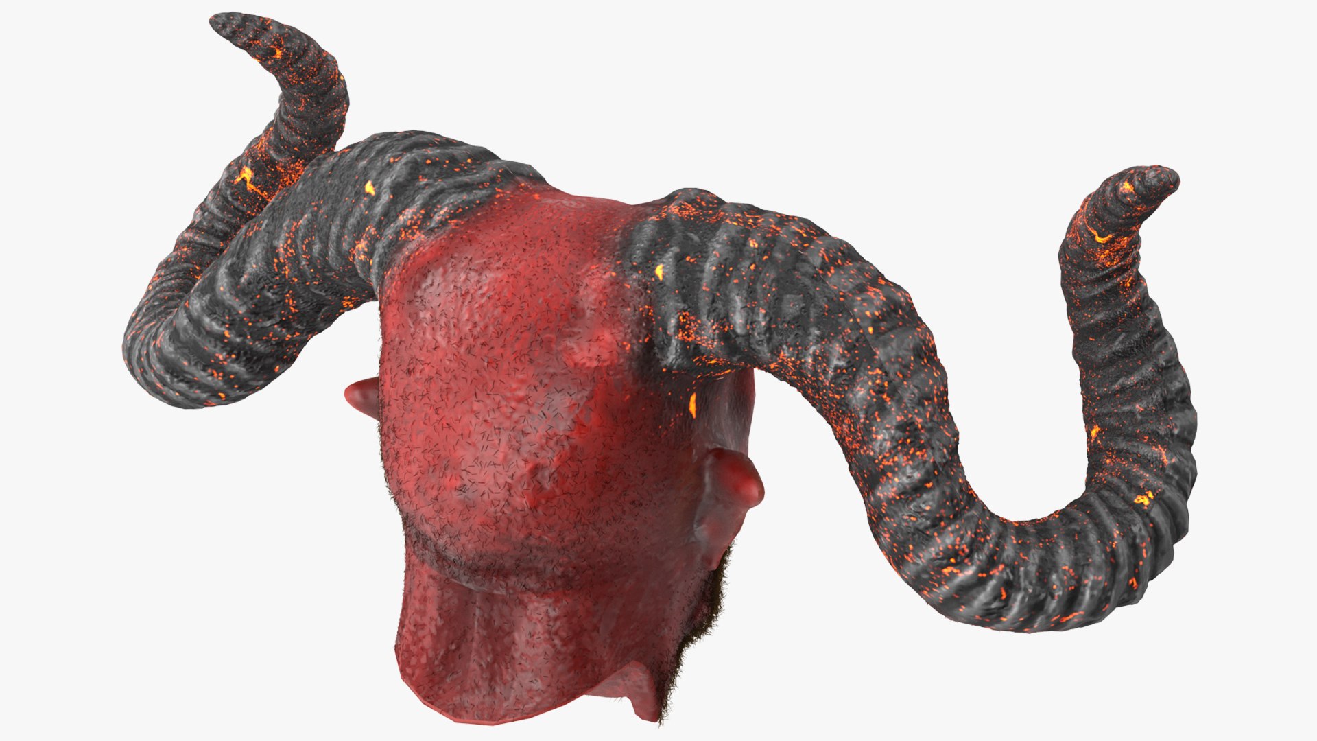 Demon Head with Horns Fur 3D - TurboSquid 1961496
