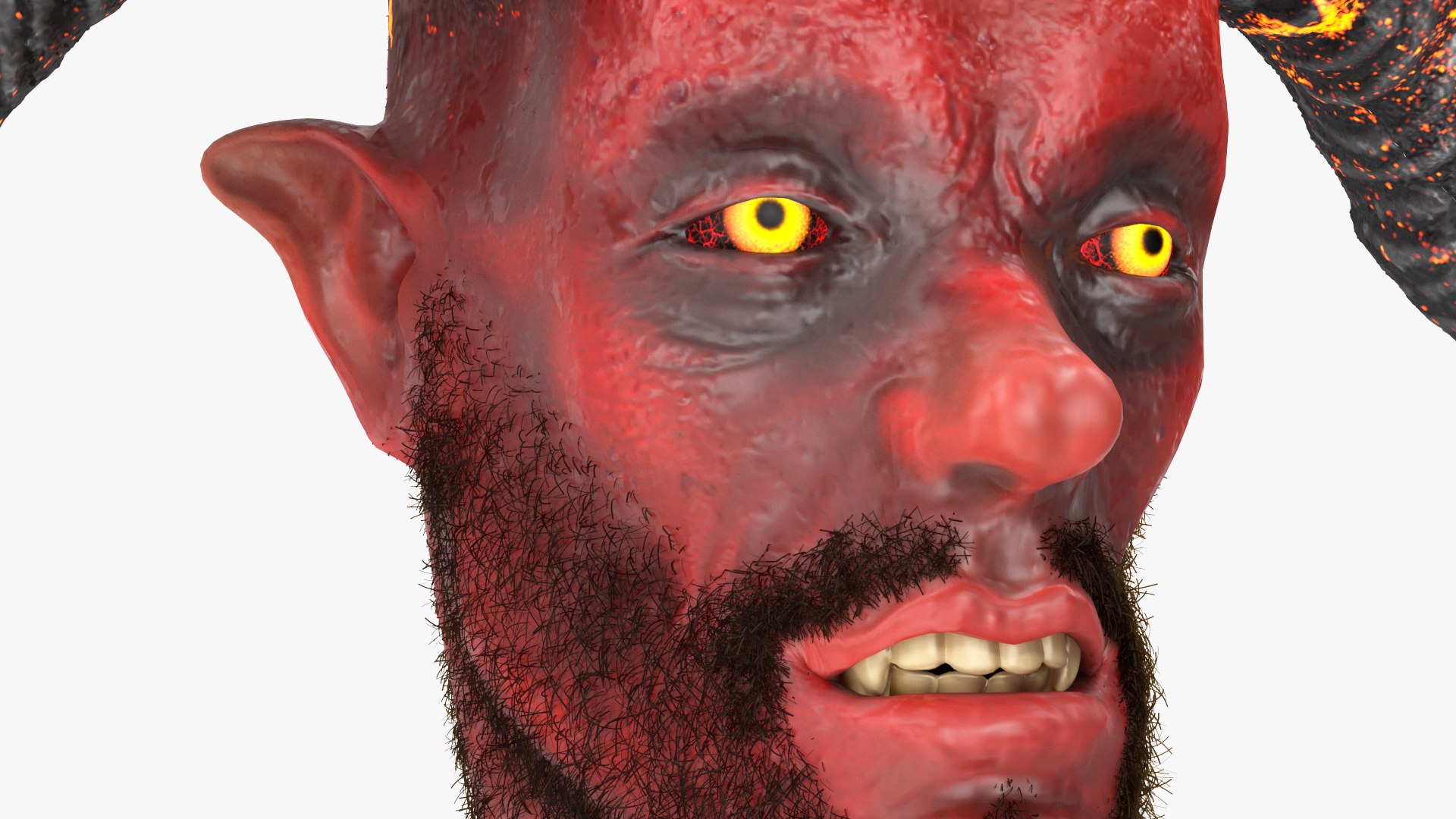 Demon Head With Horns Fur 3D - TurboSquid 1961496