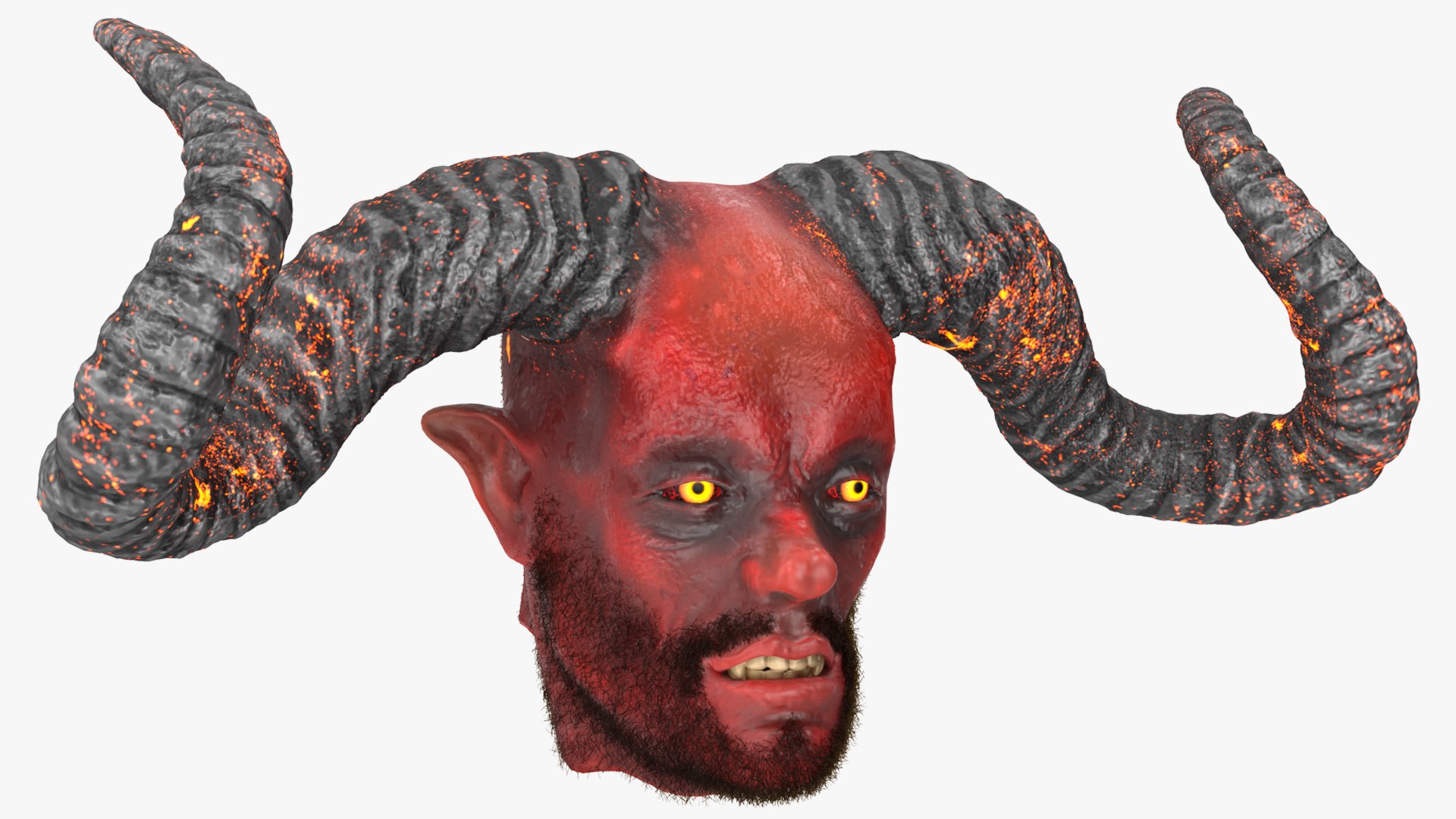 Demon Head with Horns Fur 3D - TurboSquid 1961496