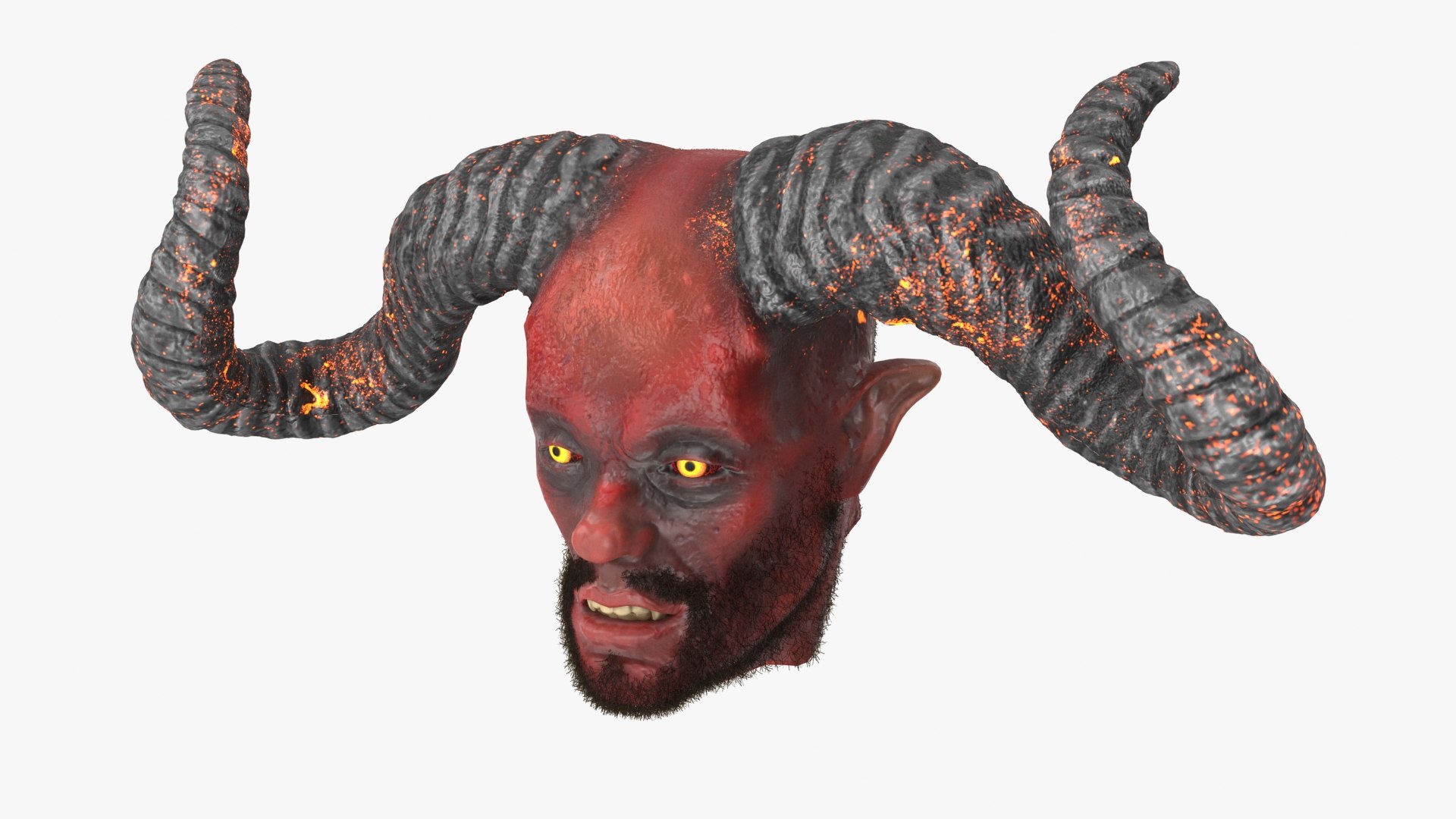 Demon Head With Horns Fur 3D - TurboSquid 1961496
