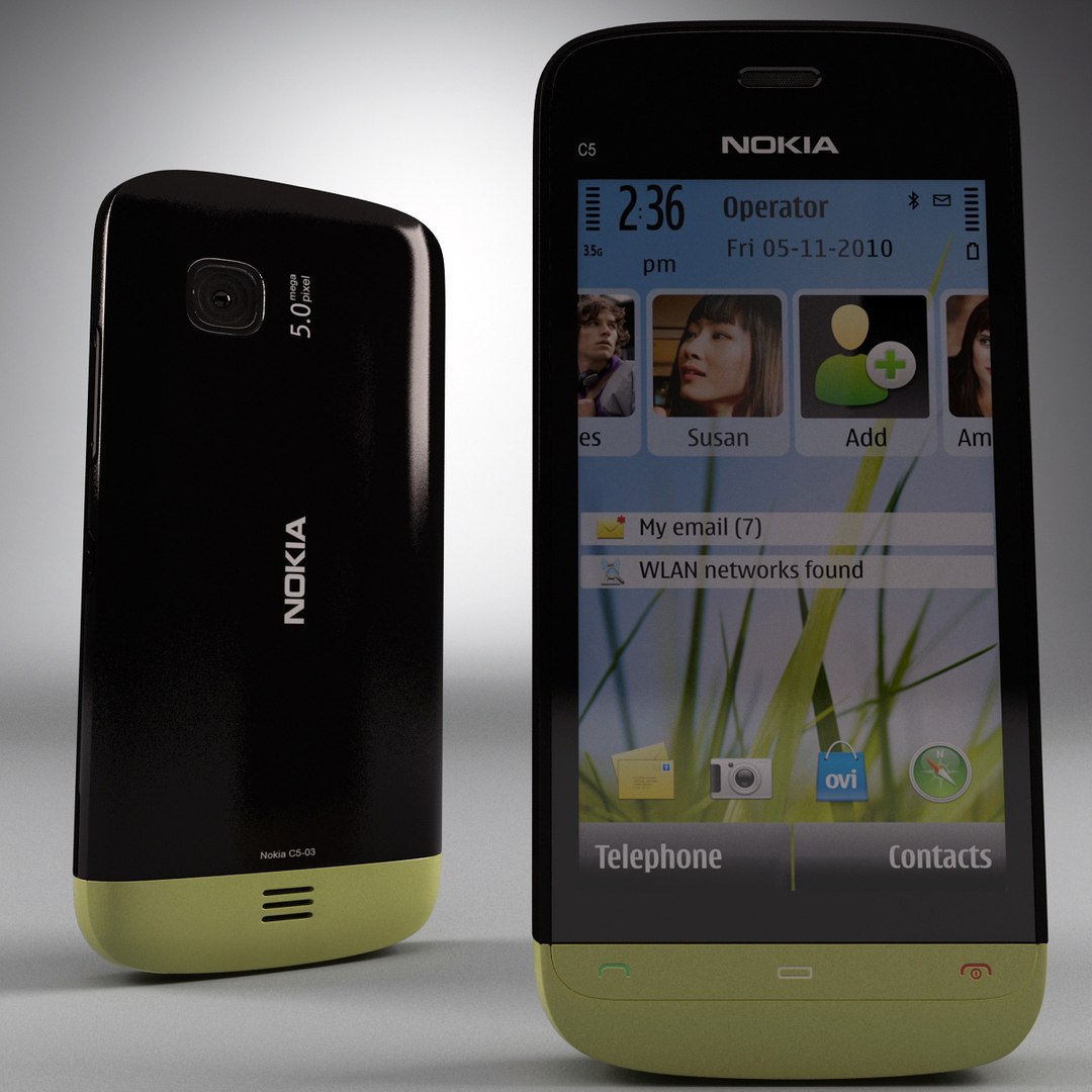 nokia c5-03 black-green 3d model
