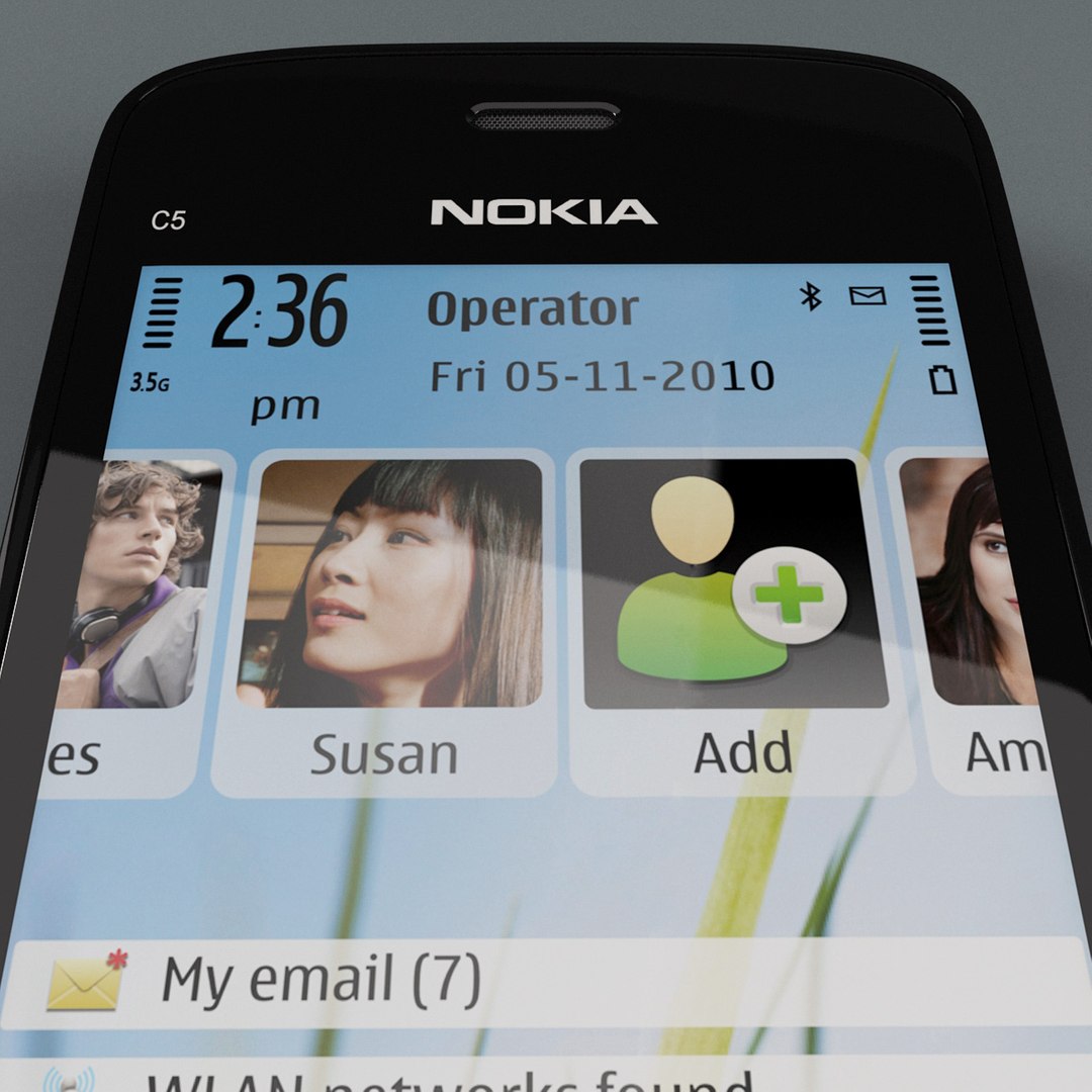 nokia c5-03 black-green 3d model
