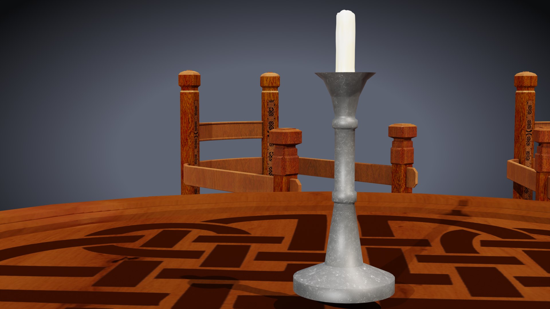 Round Viking Table with Table Cloth Candle and Chairs 3D - TurboSquid ...