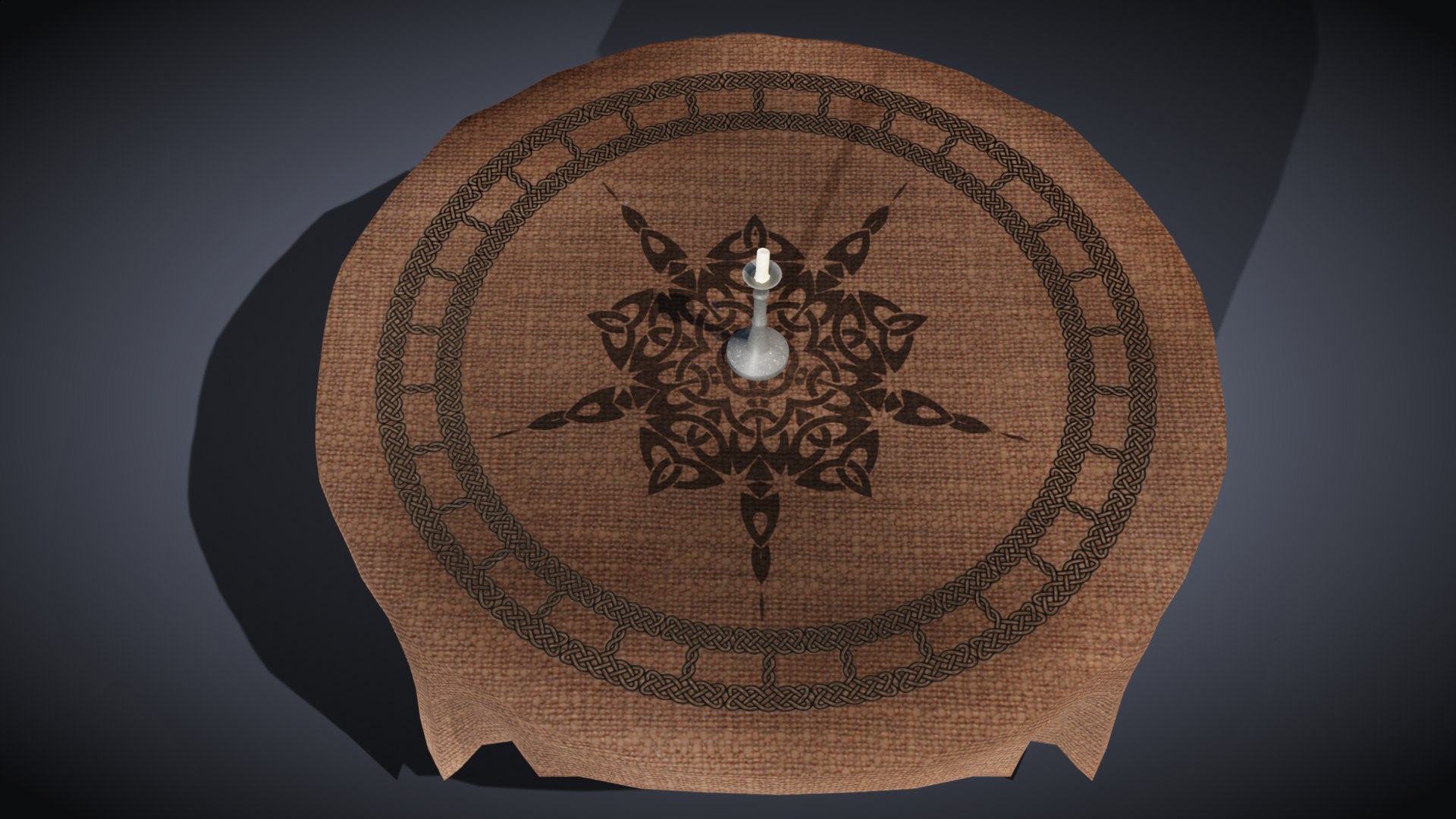 Round Viking Table with Table Cloth Candle and Chairs 3D - TurboSquid ...