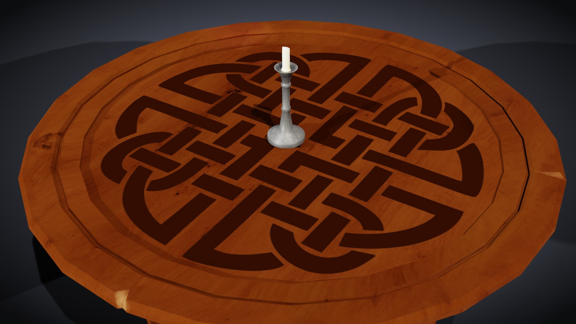 Round Viking Table with Table Cloth Candle and Chairs 3D - TurboSquid ...