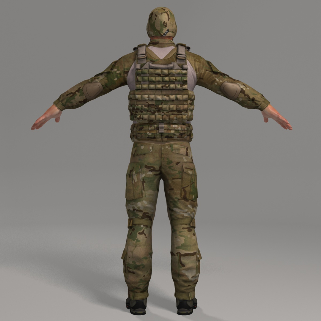 military male soldier set 3d model