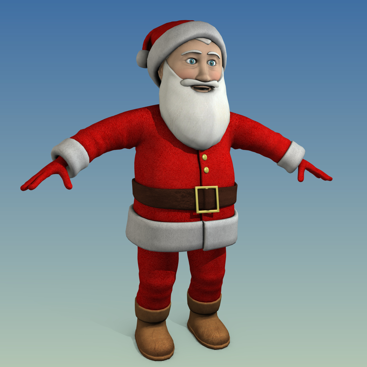 3d model christmas tree presents santa claus