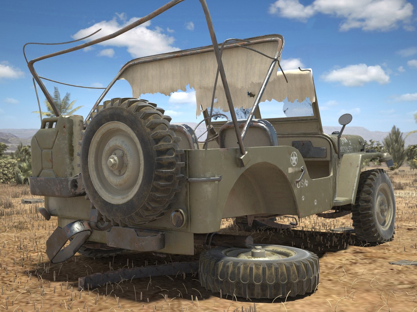 Obj Jeep Willys Damaged
