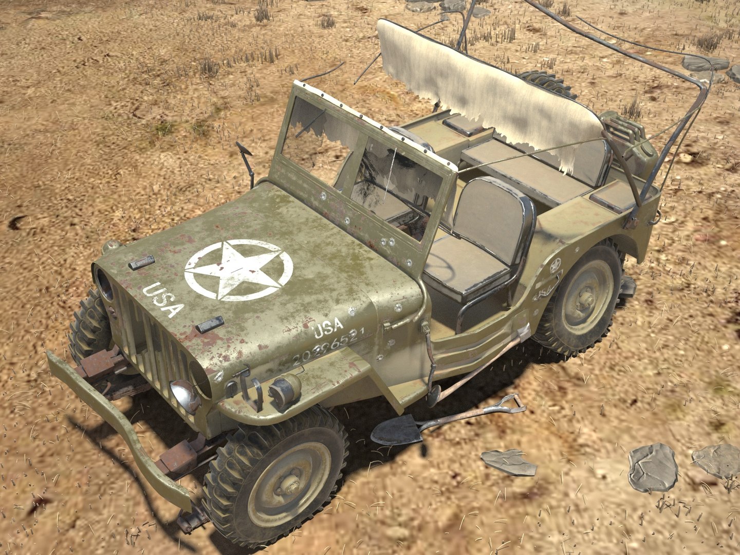 Obj Jeep Willys Damaged