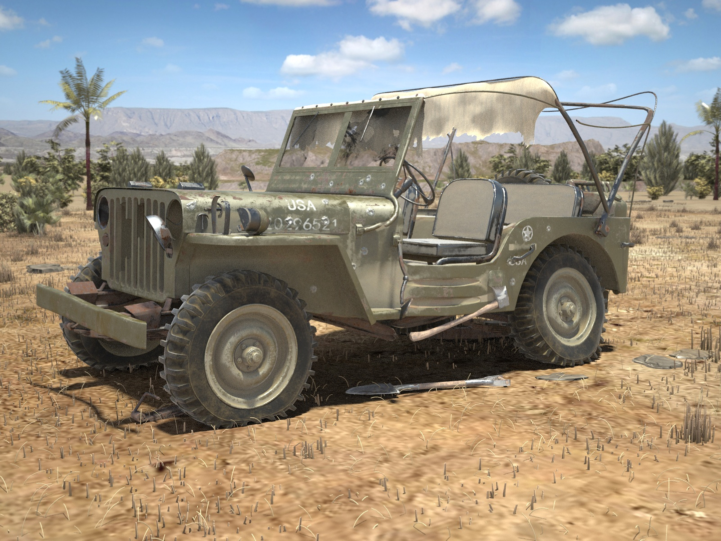 Obj Jeep Willys Damaged