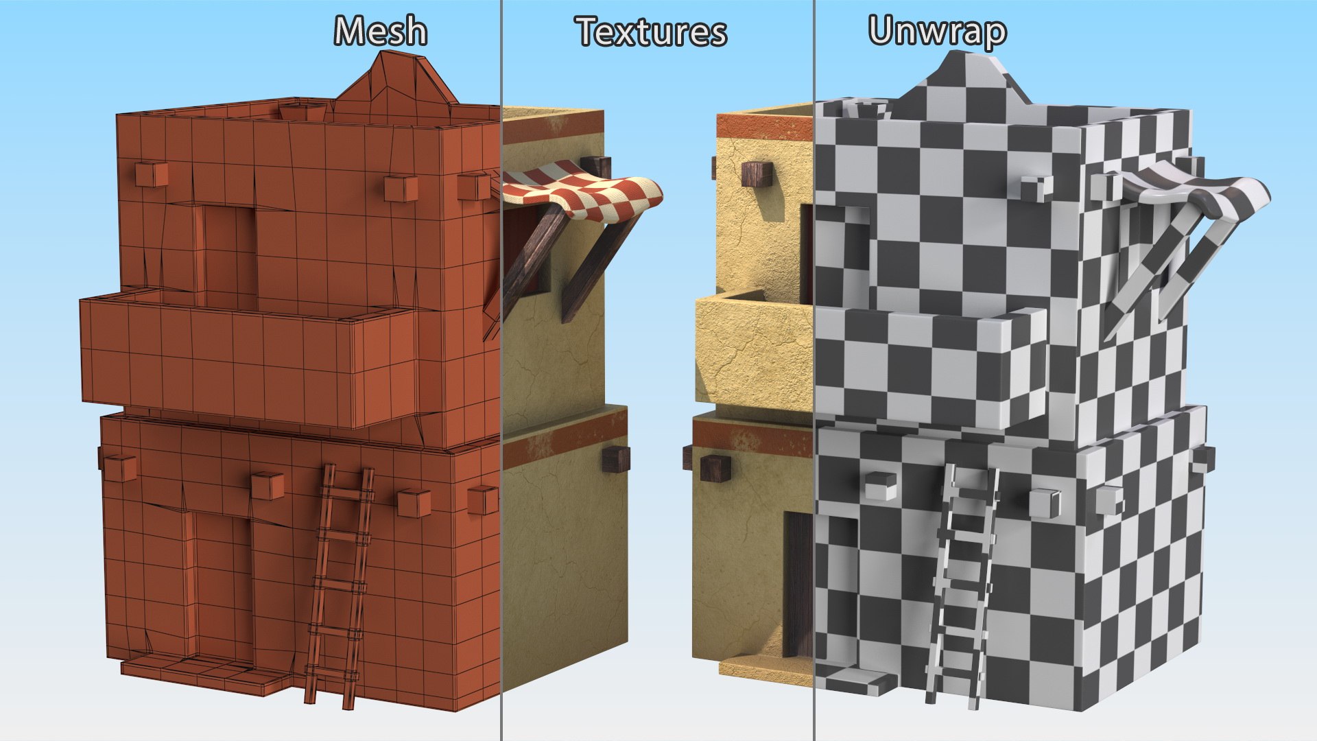 Realistic Arabian House With Awning And Ladder 3D - TurboSquid 2203542