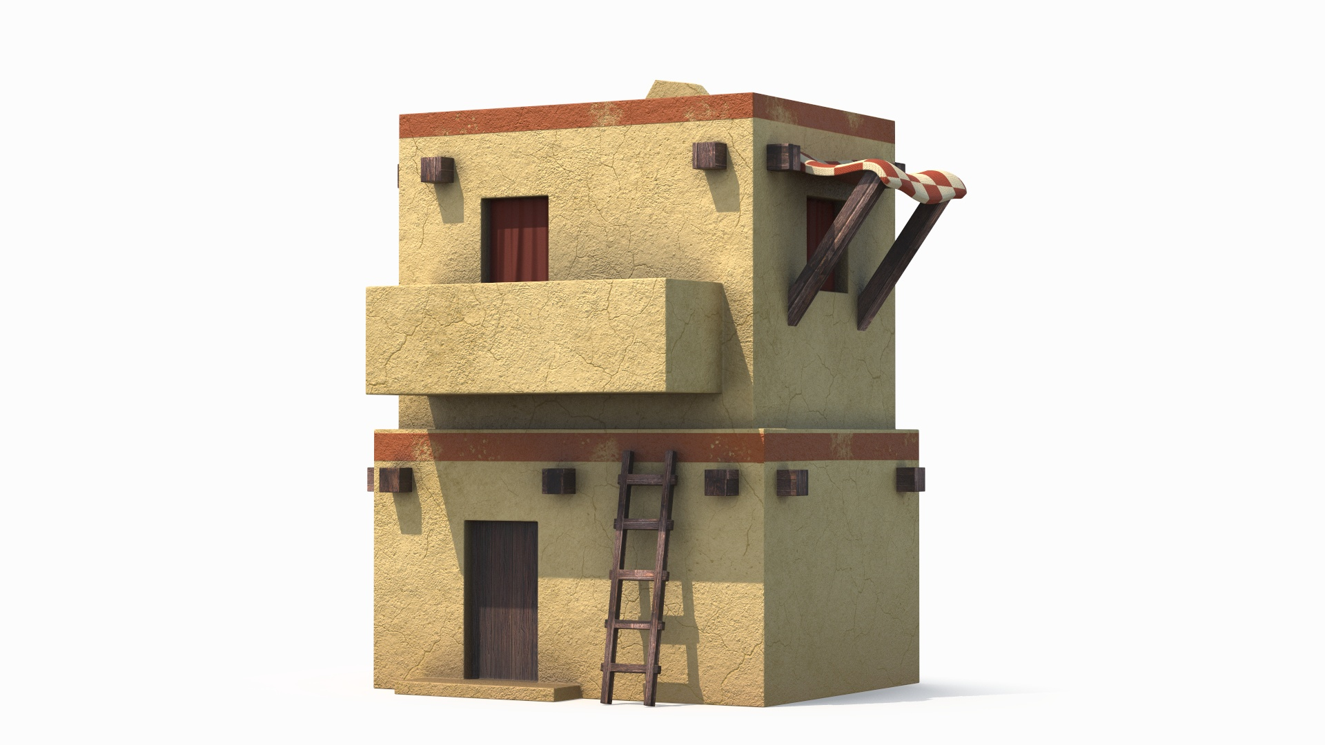 Realistic Arabian House With Awning And Ladder 3D - TurboSquid 2203542