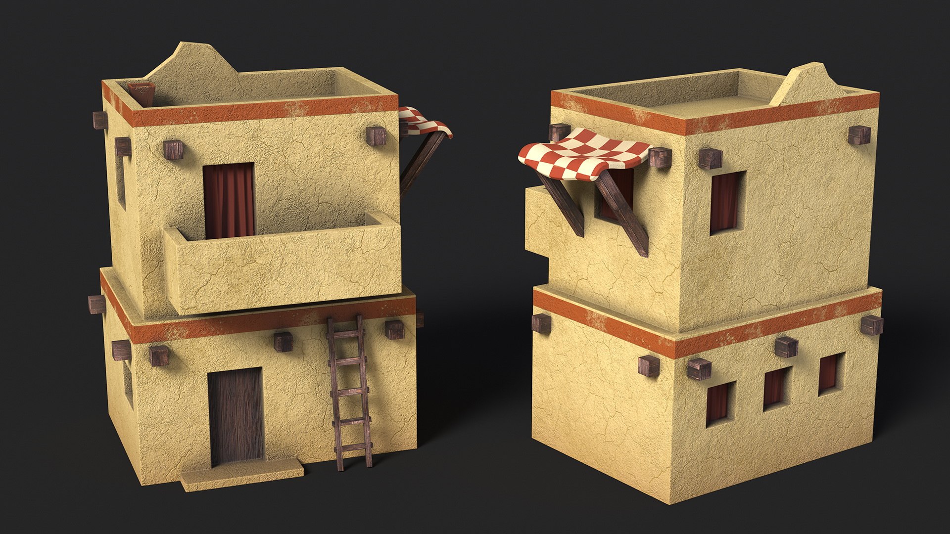 Realistic Arabian House With Awning And Ladder 3D - TurboSquid 2203542