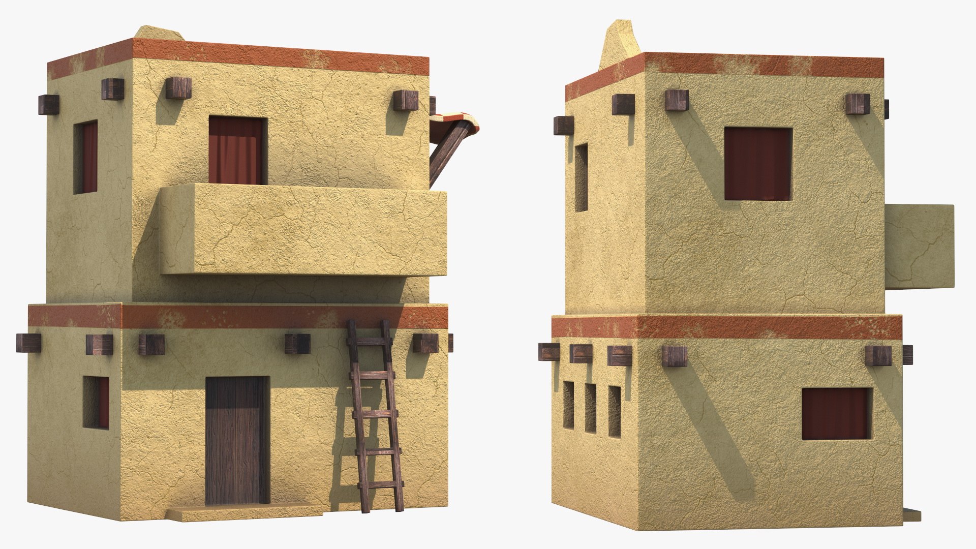 Realistic Arabian House With Awning And Ladder 3D - TurboSquid 2203542