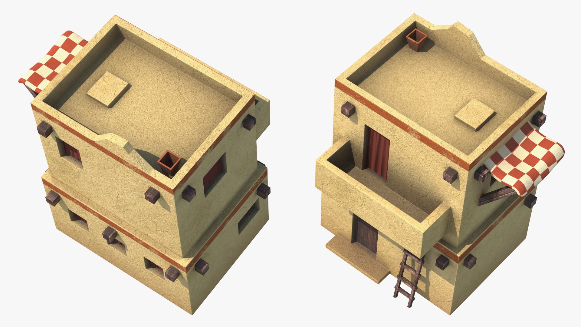 Realistic Arabian House With Awning And Ladder 3D - TurboSquid 2203542