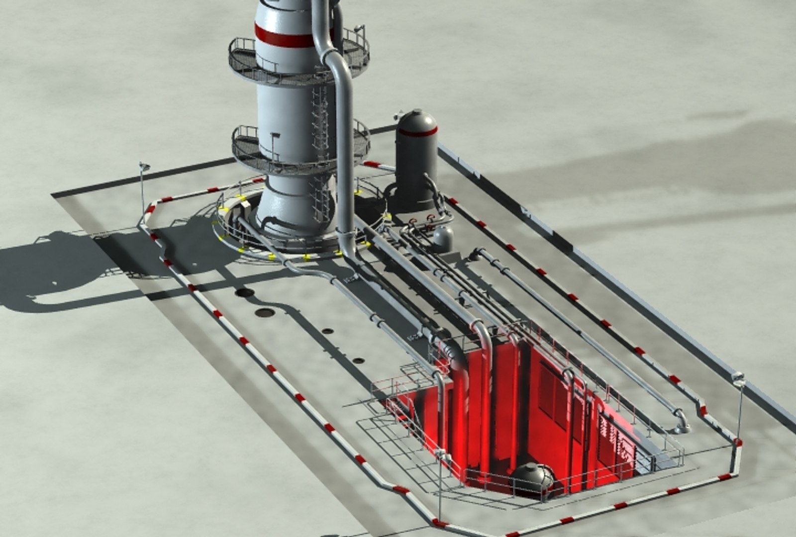 Refinery Tower 3d Model