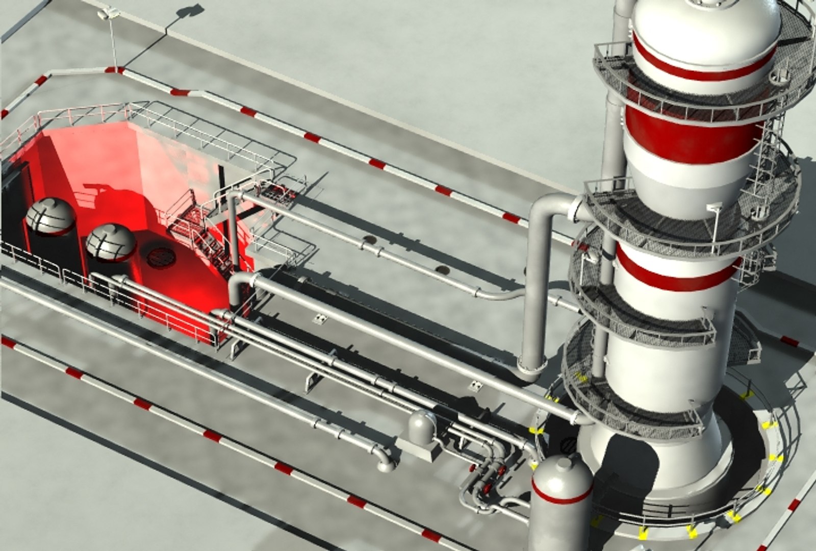 Refinery Tower 3d Model