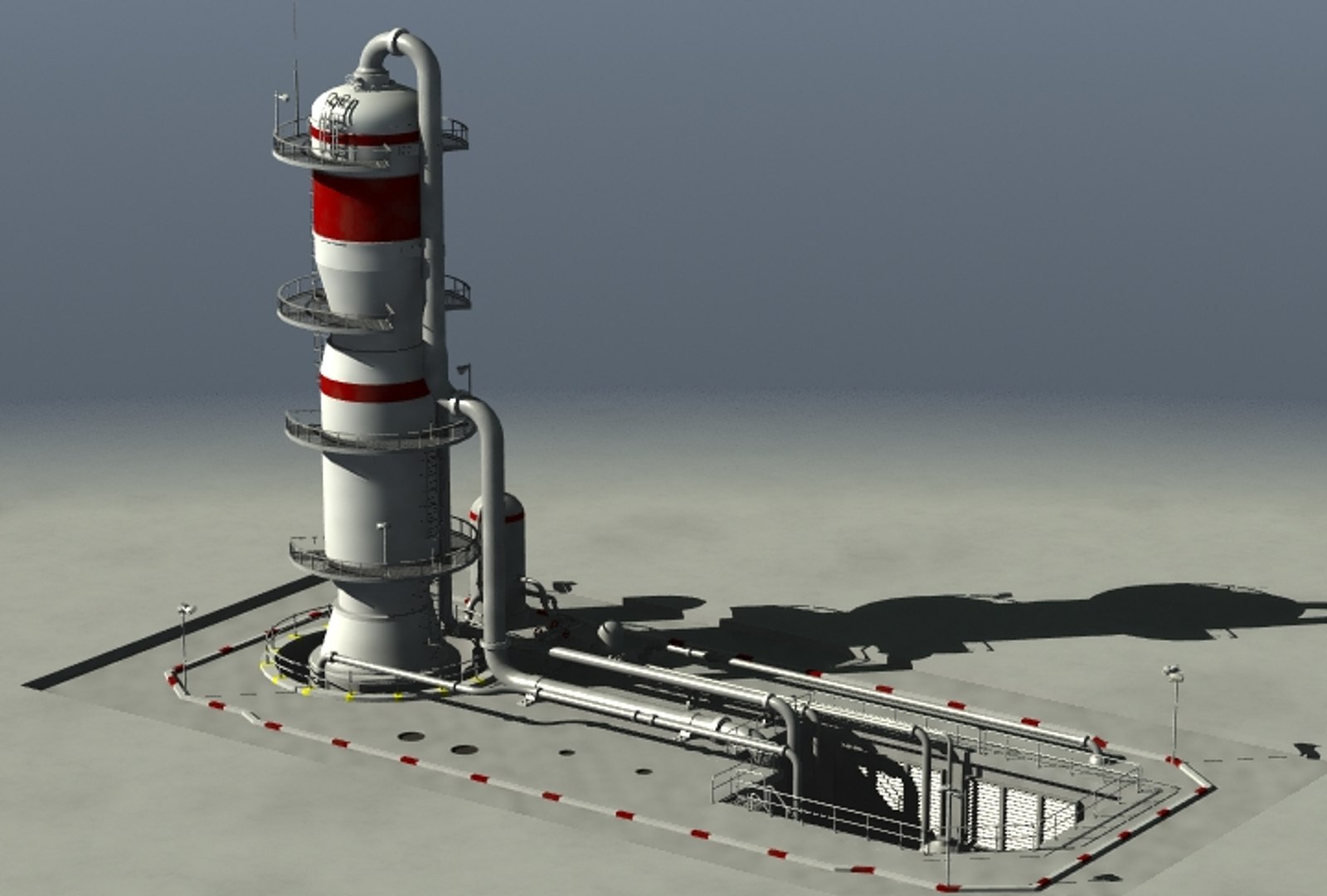 Refinery Tower 3d Model