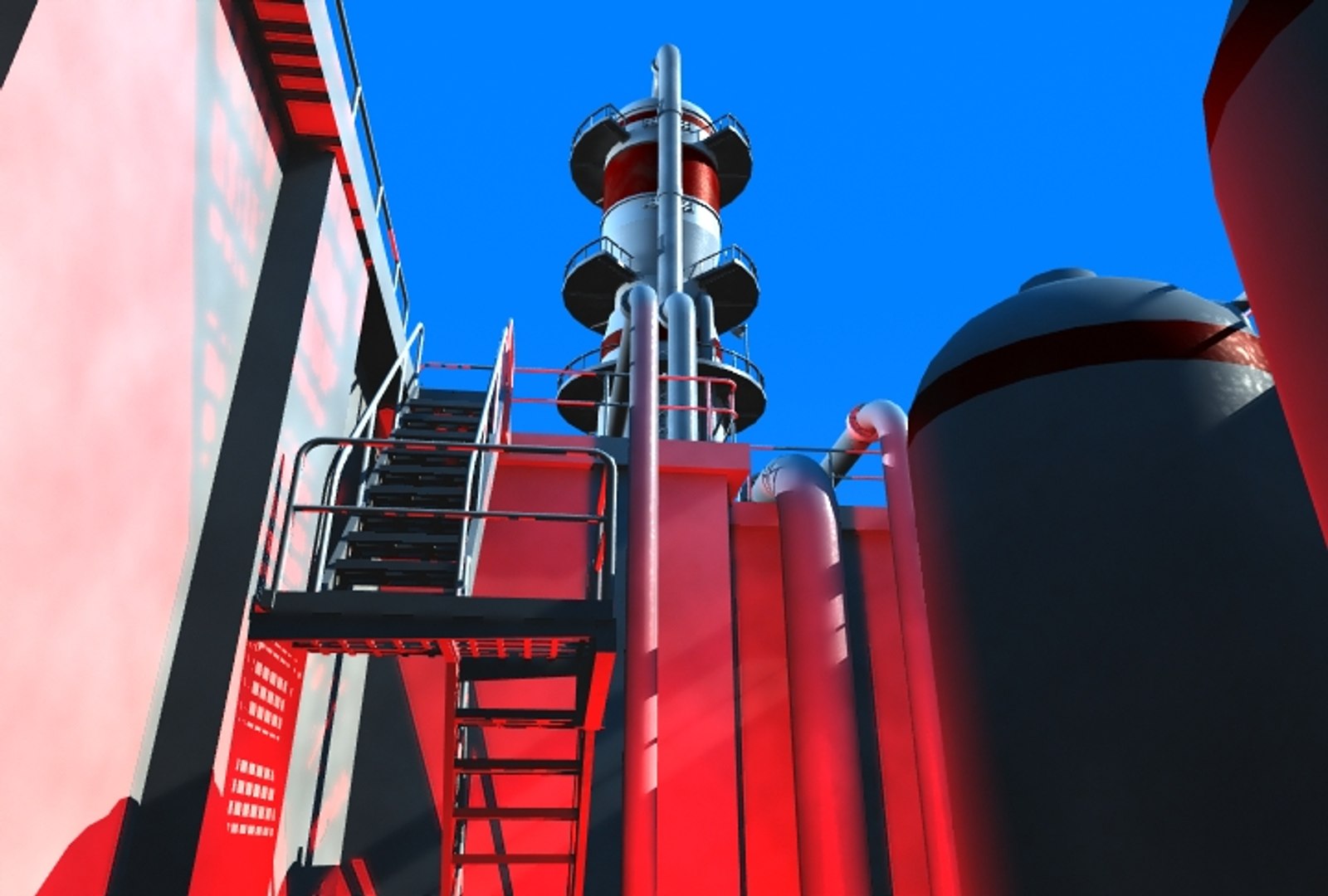 Refinery Tower 3d Model