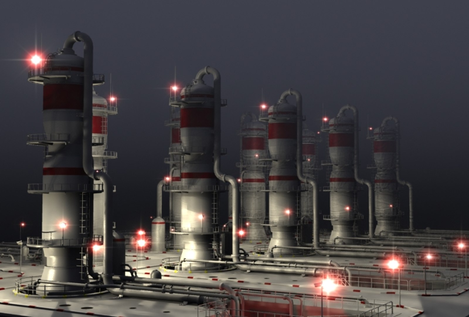 Refinery Tower 3d Model