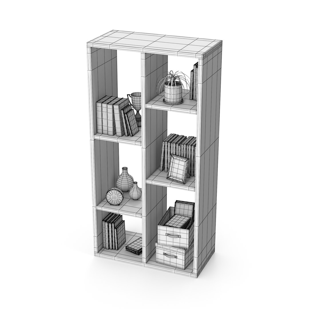 3D Bookshelf Set Dark Wood Model - TurboSquid 2129217