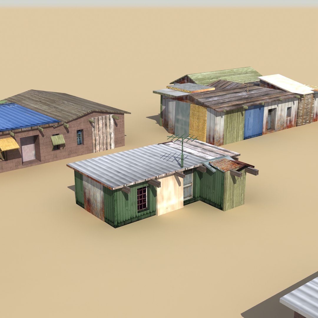 3d Tin Shack Buildings Town