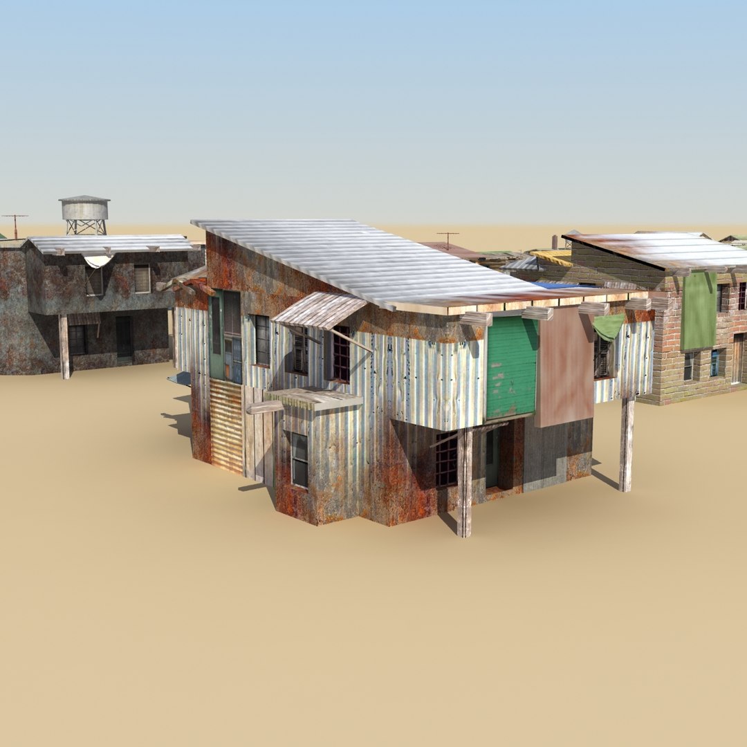 3d Tin Shack Buildings Town