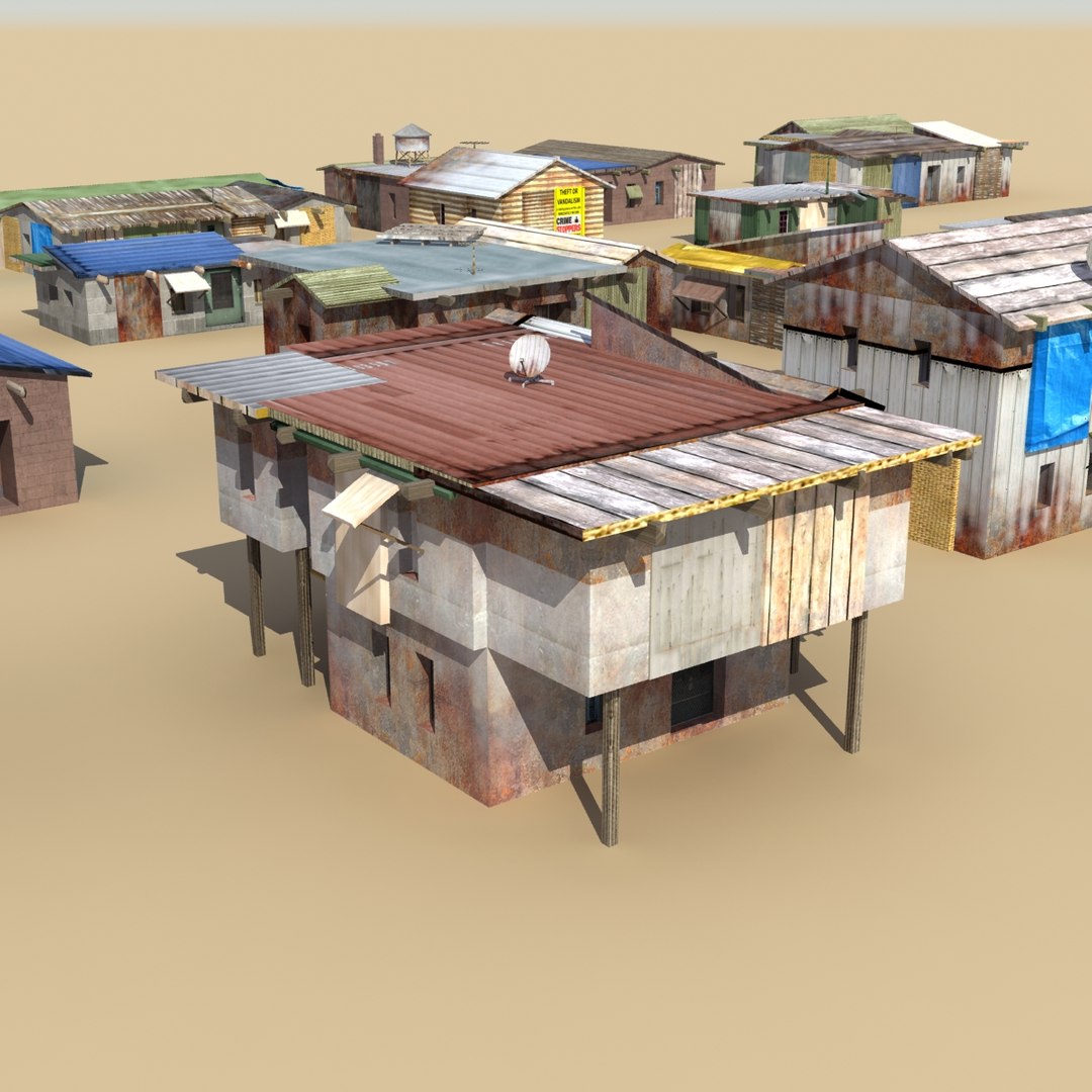 3d Tin Shack Buildings Town