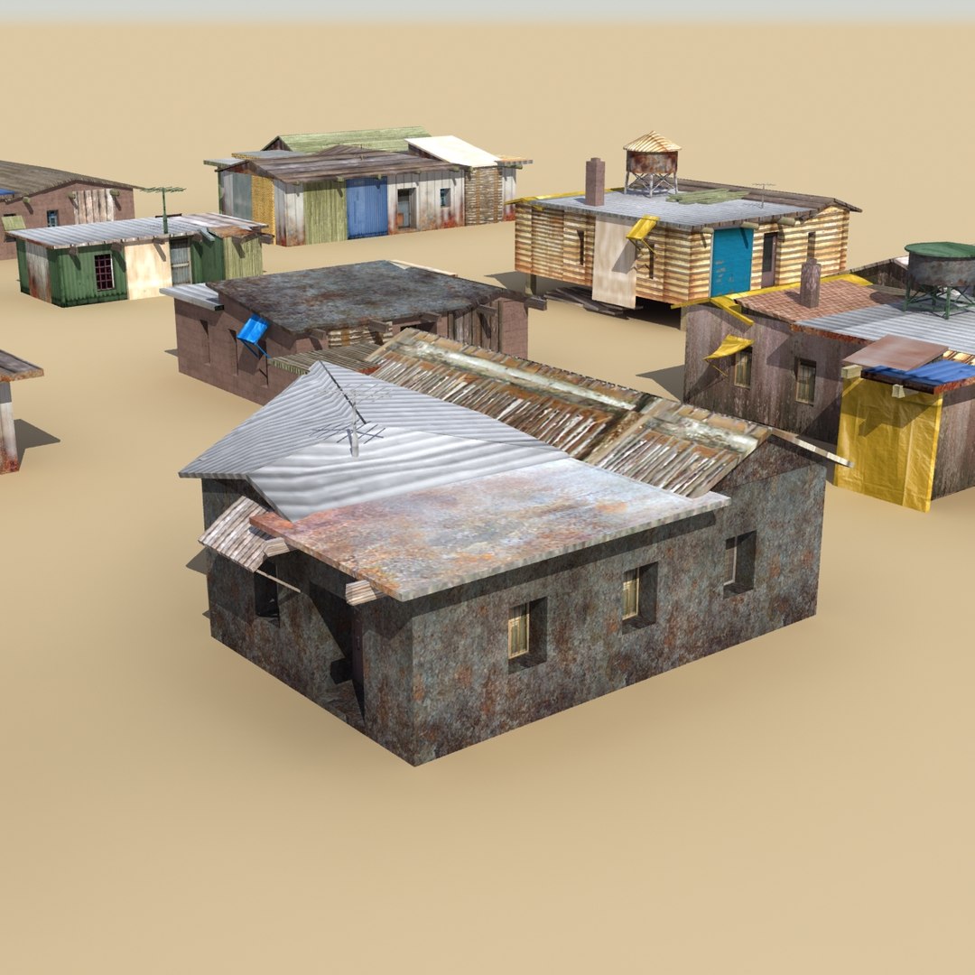 3d Tin Shack Buildings Town