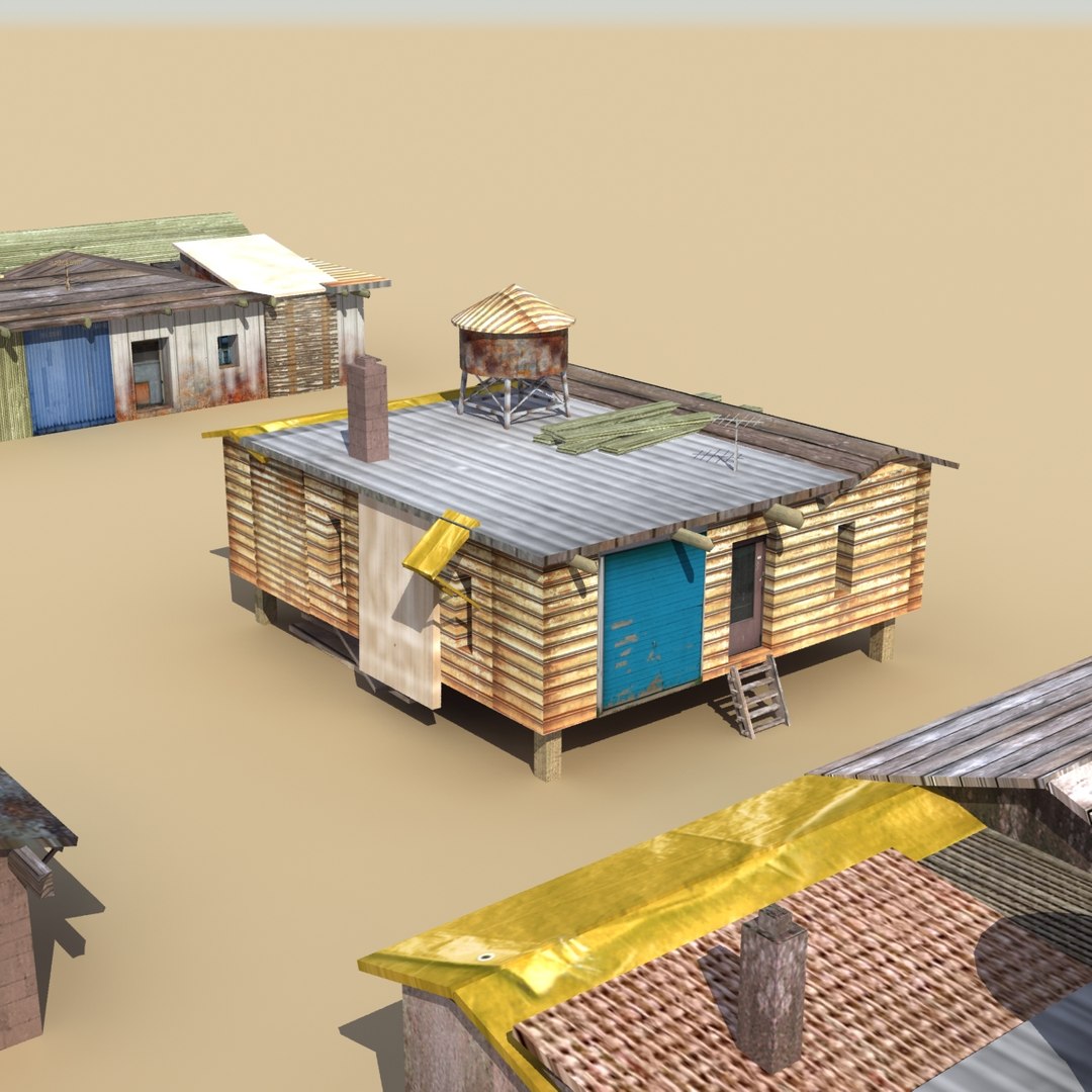 3d Tin Shack Buildings Town