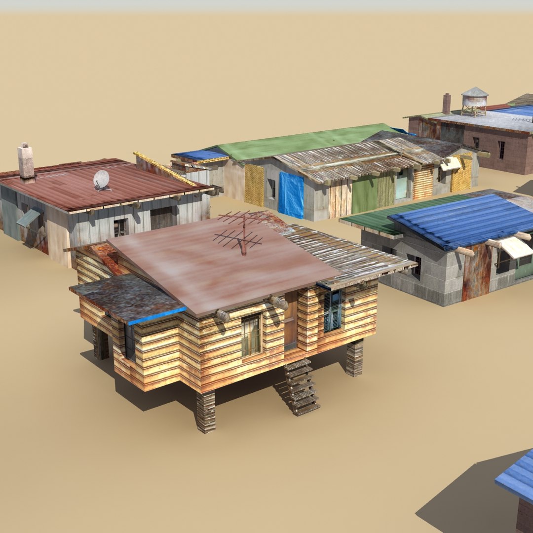 3d Tin Shack Buildings Town